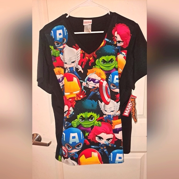 Marvel | Tops | New Cherokee Avengers Tooniforms Licensed Marvel V Neck ...